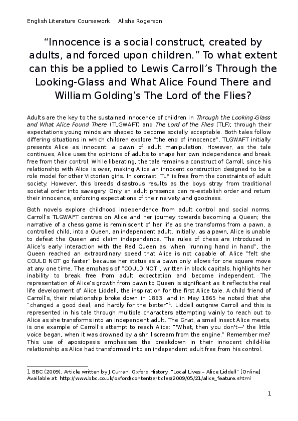 (DOC) "Innocence is a social construct, created by adults, and forced ...