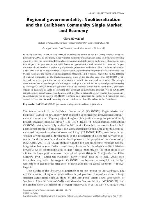 (PDF) Regional governmentality: neoliberalization and the Caribbean ...