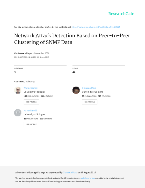 (PDF) Network Attack Detection Based on Peer-to-Peer Clustering of SNMP Data