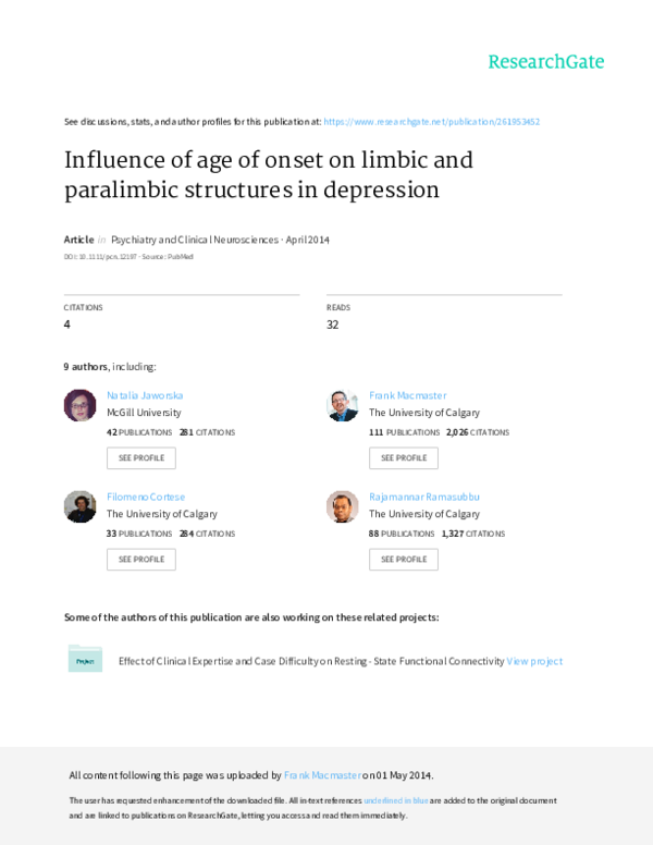 (PDF) Influence of age of onset on limbic and paralimbic structures in ...