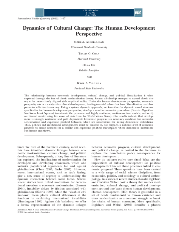 (PDF) Dynamics of Cultural Change: The Human Development Perspective