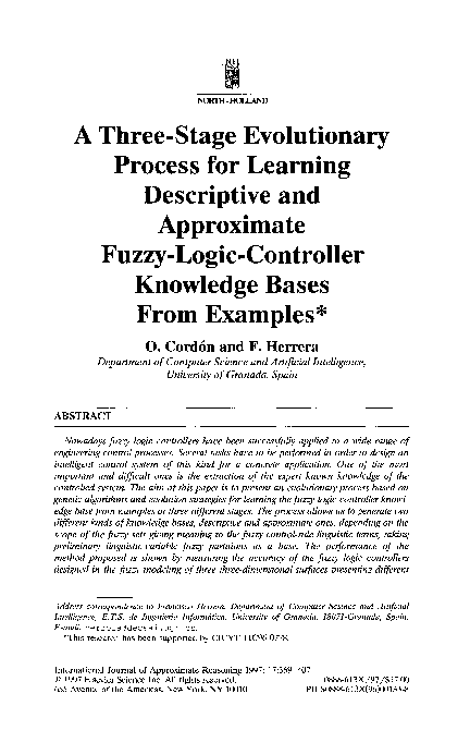 (PDF) A three-stage evolutionary process for learning descriptive and approximate fuzzy-logic ...