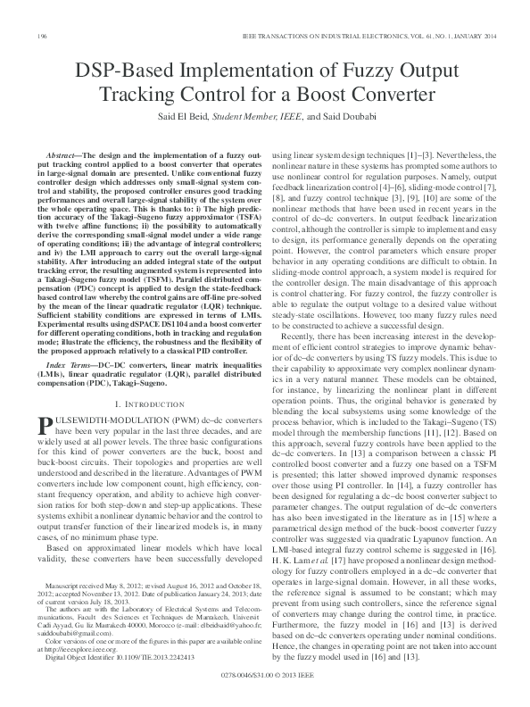 Pdf Dsp Based Implementation Of Fuzzy Output Tracking Control For A