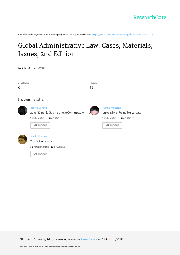 (PDF) Global administrative law: cases, materials, issues