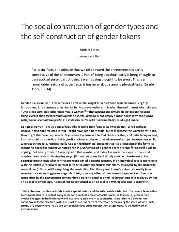 (PDF) The social construction of gender types and the self-construction ...