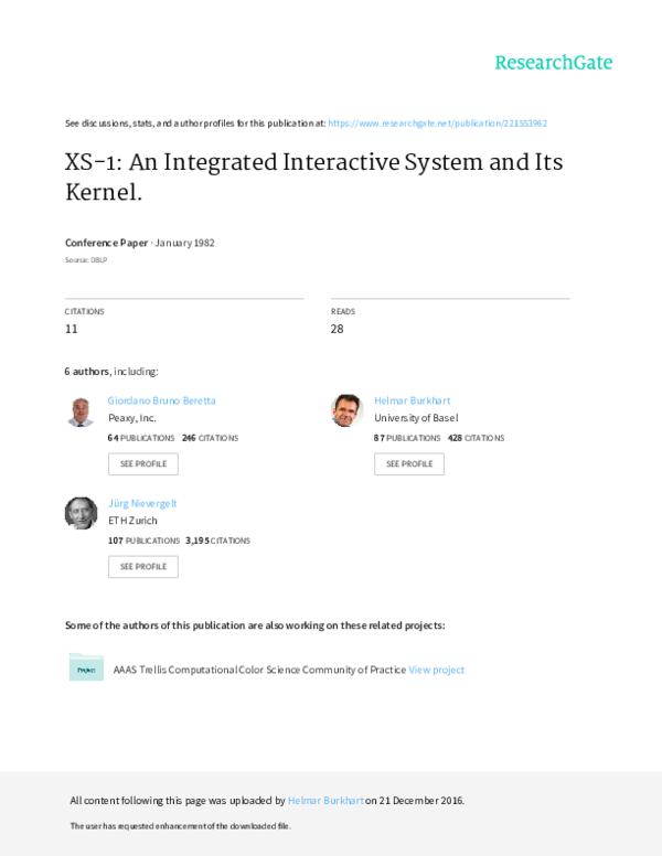 (PDF) XS-1: An integrated interactive system and its kernel | Giordano ...