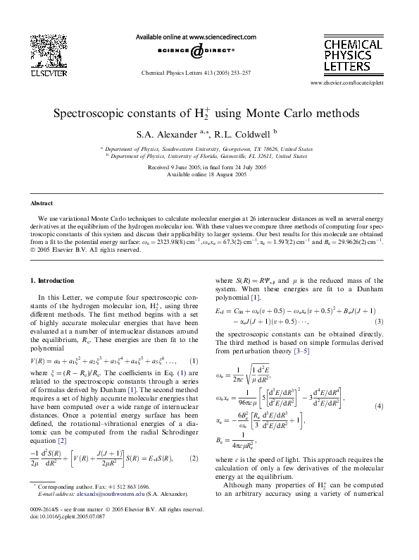 (PDF) Spectroscopic constants of using Monte Carlo methods