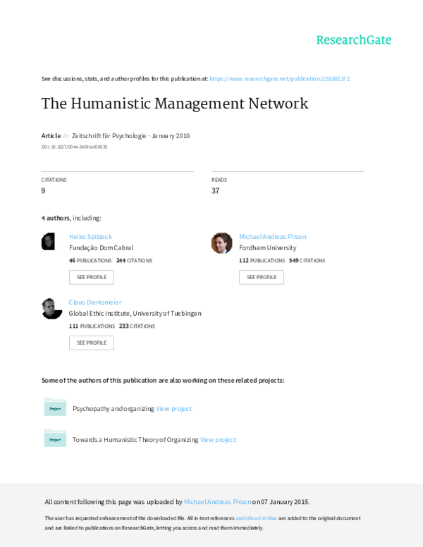 (PDF) The Humanistic Management Network.
