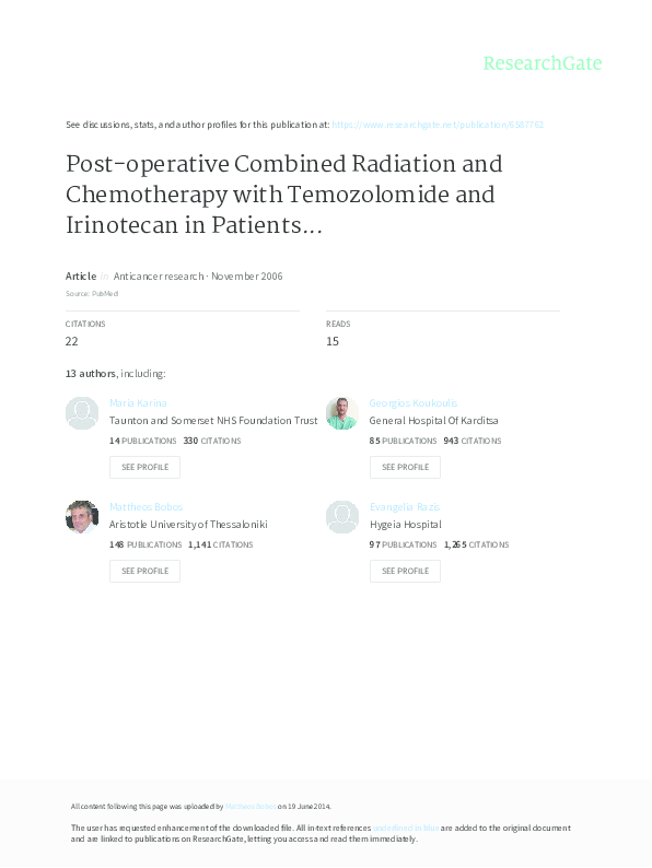 (PDF) Post-operative combined radiation and chemotherapy with ...