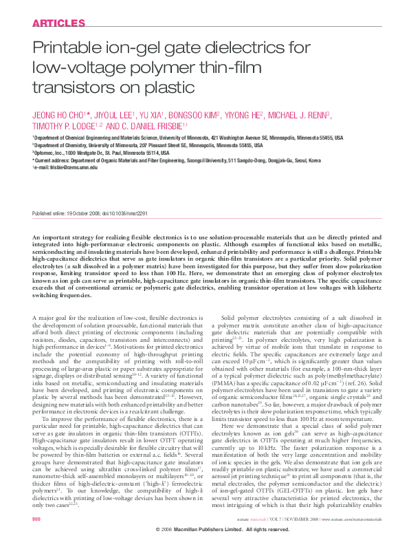 (PDF) Printable ion-gel gate dielectrics for low-voltage polymer thin-film transistors on plastic