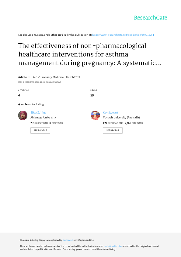 (PDF) The effectiveness of non-pharmacological healthcare interventions for asthma management ...