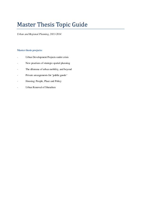 (PDF) Thesis project topic guide