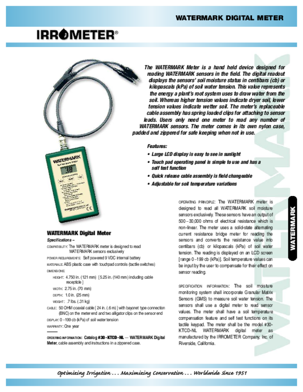 (PDF) WATERMARK Digital Soil Moisture Meter