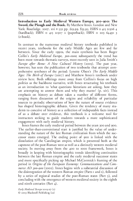 (PDF) Introduction to Early Medieval Western Europe, 300 900: The Sword ...