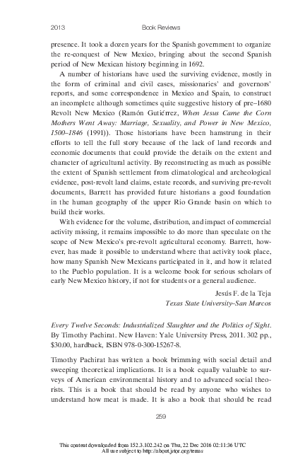 (PDF) Review of Pachirat, *Every Twelve Seconds* in Agricultural History
