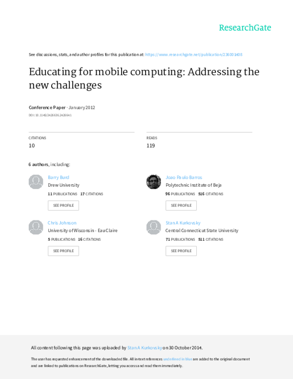 (PDF) Educating for mobile computing: Addressing the new challenges
