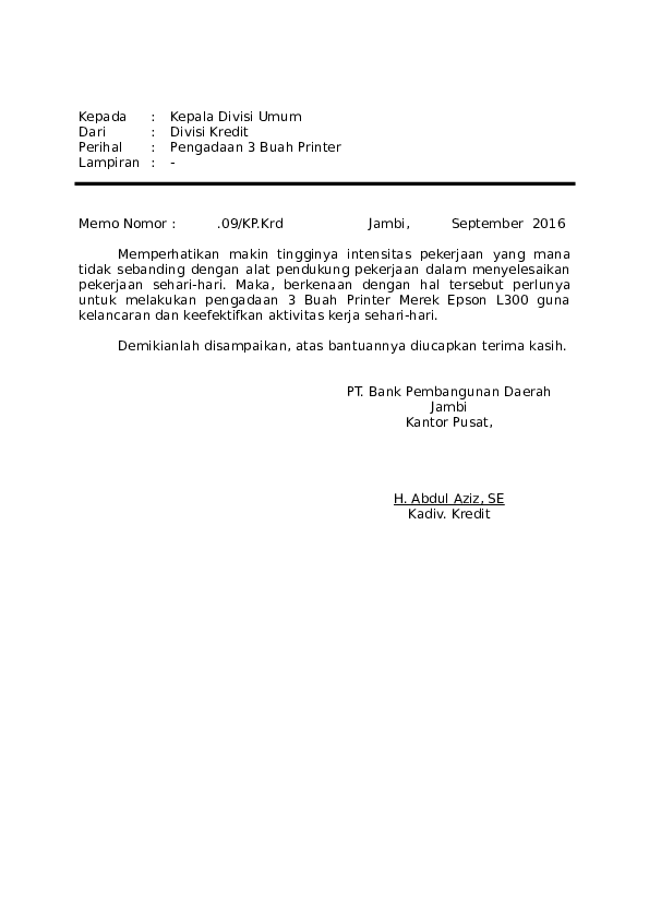 (DOC) MEMO PENGADAAN PRINTER