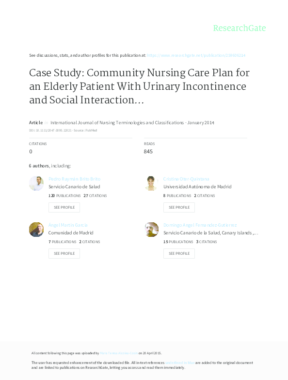 (PDF) Case Study: Community Nursing Care Plan for an Elderly Patient ...