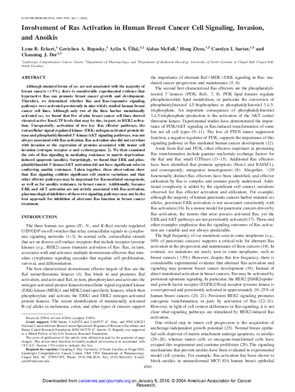 (PDF) Involvement of Ras activation in human breast cancer cell ...