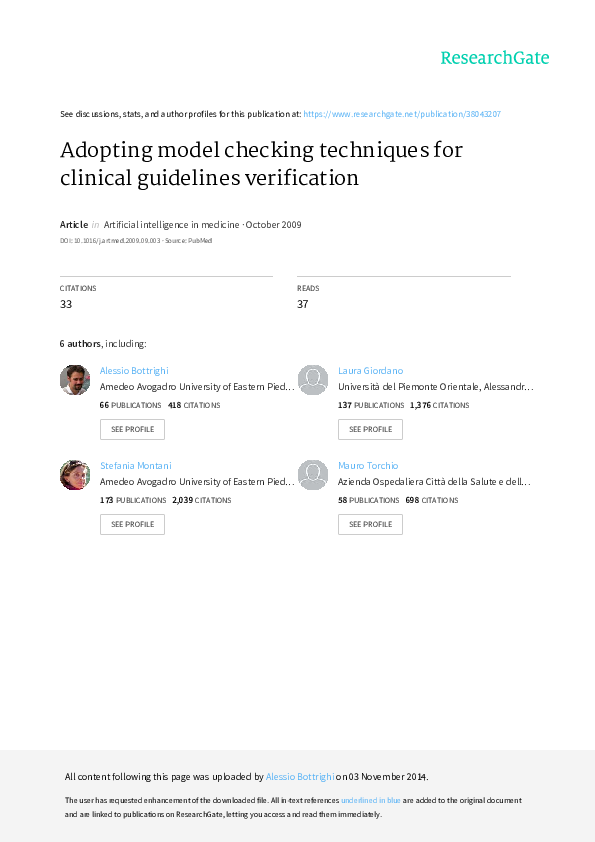 Pdf Model Checking For Clinical Guidelines Validation