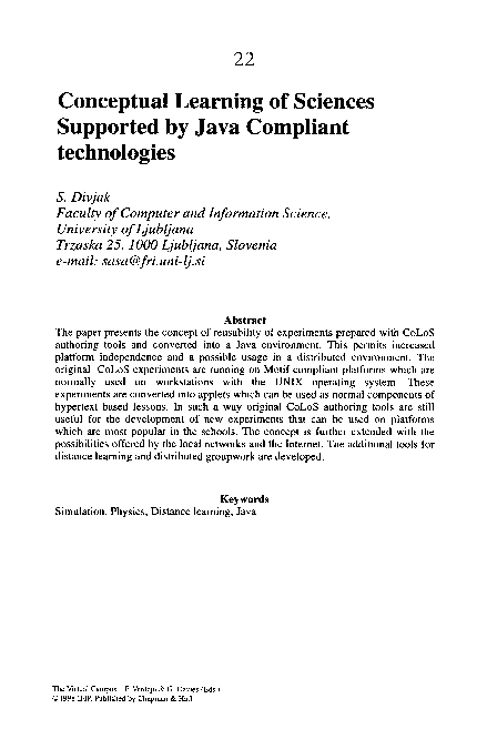 (PDF) Conceptual learning of sciences supported by Java compliant technologies