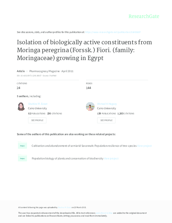 (PDF) Isolation of biologically active constituents from Moringa ...