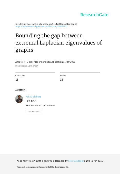 (PDF) Bounding the gap between extremal Laplacian eigenvalues of graphs