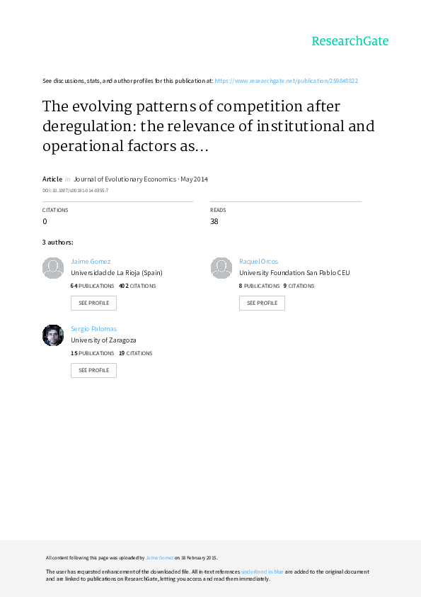 (PDF) The evolving patterns of competition after deregulation: the ...