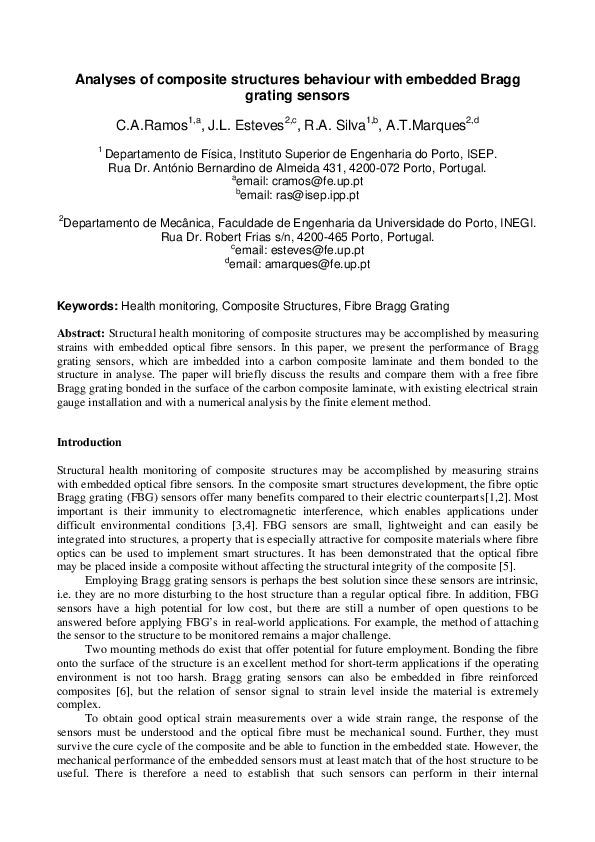 (PDF) Analyses of Composite Structures Behaviour with Embedded Bragg Grating Sensors