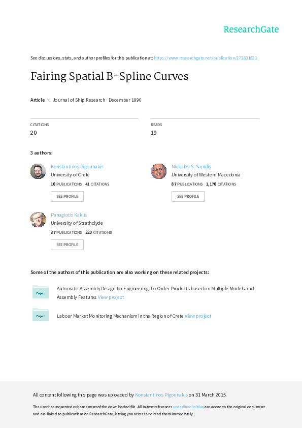 (PDF) Fairing spatial B-spline curves
