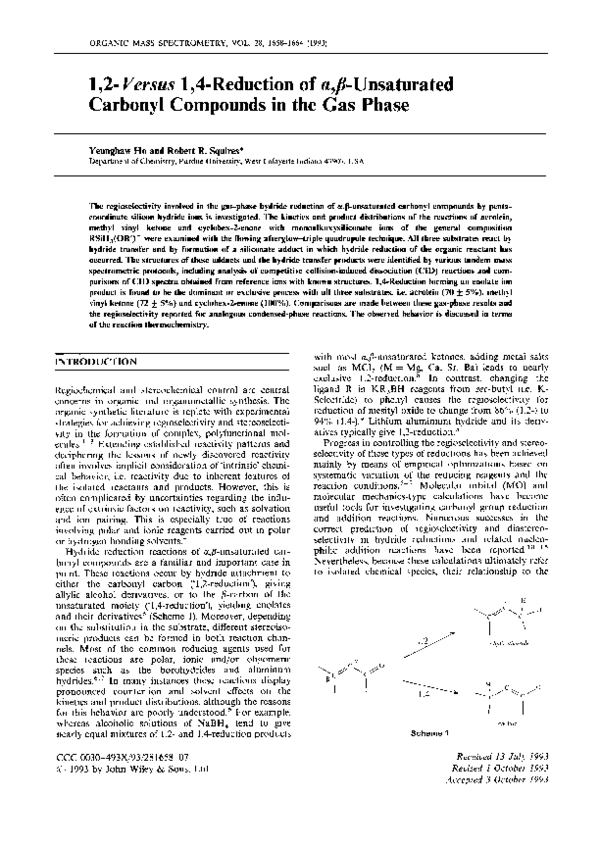 (PDF) 1,2-Versus 1,4-reduction of α,β-unsaturated carbonyl compounds in ...