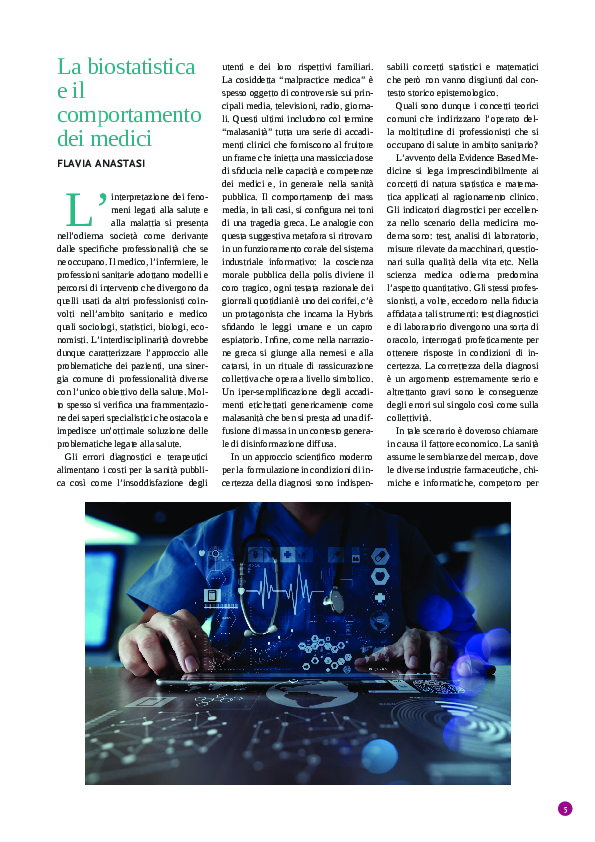 (PDF) Biostatistica e medicina