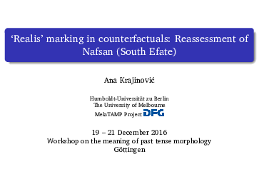 (PDF) 'Realis' marking in counterfactuals: Reassessment of Nafsan (South Efate)
