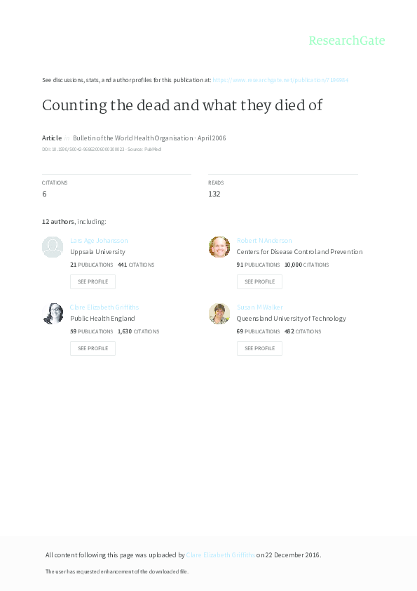 (PDF) Counting the dead and what they died of
