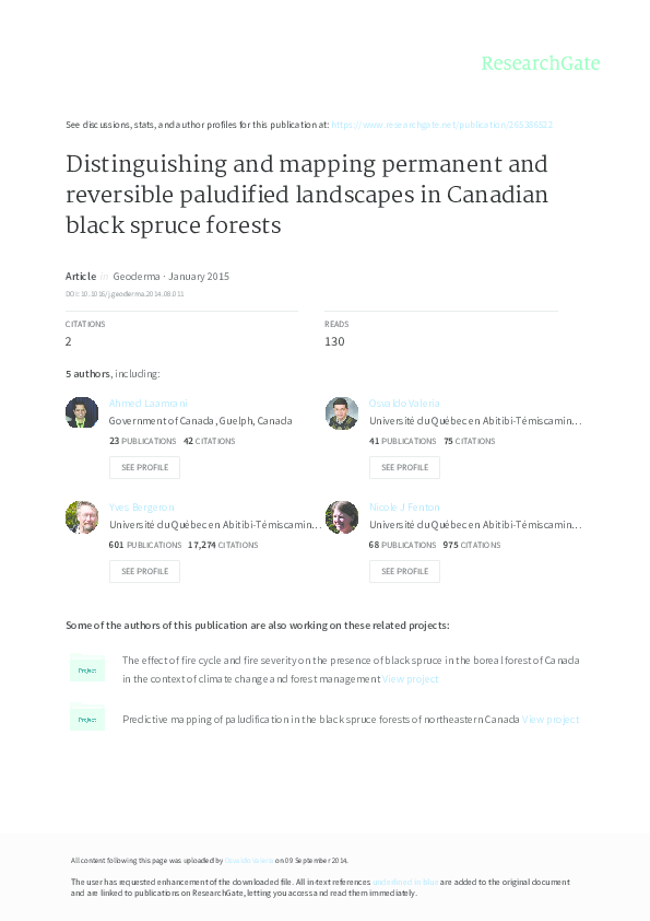 (PDF) Digital mapping of paludification in soils under black spruce ...
