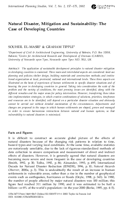 (PDF) Natural Disaster, Mitigation and Sustainability: The Case of ...