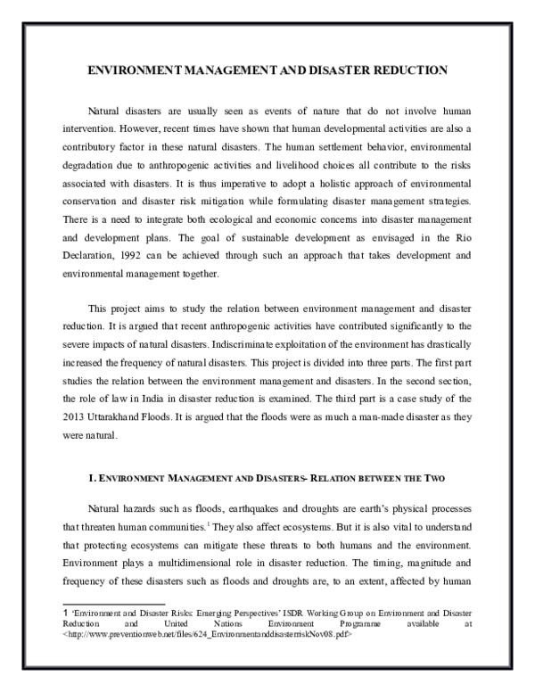(DOC) Environment Management and Disaster Reduction- A Case Study of ...