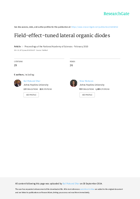 (PDF) Field-effect-tuned lateral organic diodes