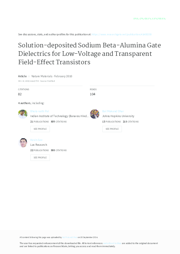 (PDF) Solution-deposited sodium beta-alumina gate dielectrics for low ...