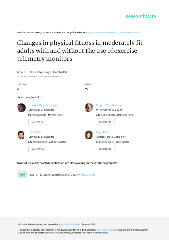 (PDF) Changes in physical fitness in moderately fit adults with and ...