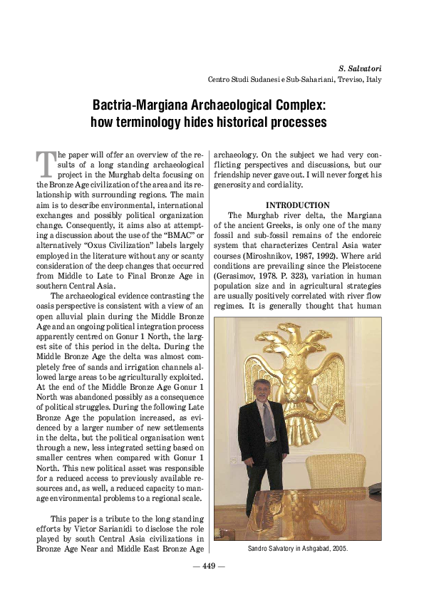 (PDF) Salvatori_2016.pdf Bactria-Margiana Archaeological Complex: how ...