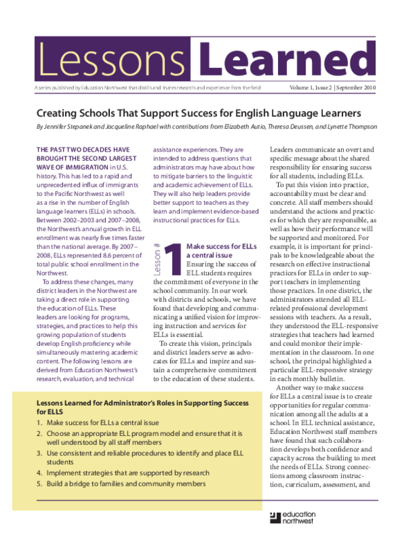 (PDF) Creating Schools That Support Success for English Language ...