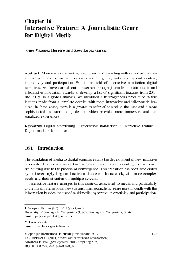 (PDF) Interactive Feature: A Journalistic Genre for Digital Media