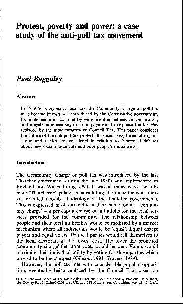 (PDF) Protest, poverty and power: a case study of the anti‐poll tax ...