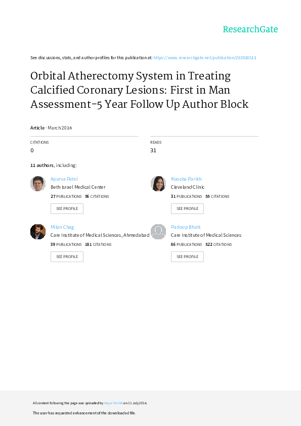 (PDF) Orbital atherectomy system in treating calcified coronary lesions ...