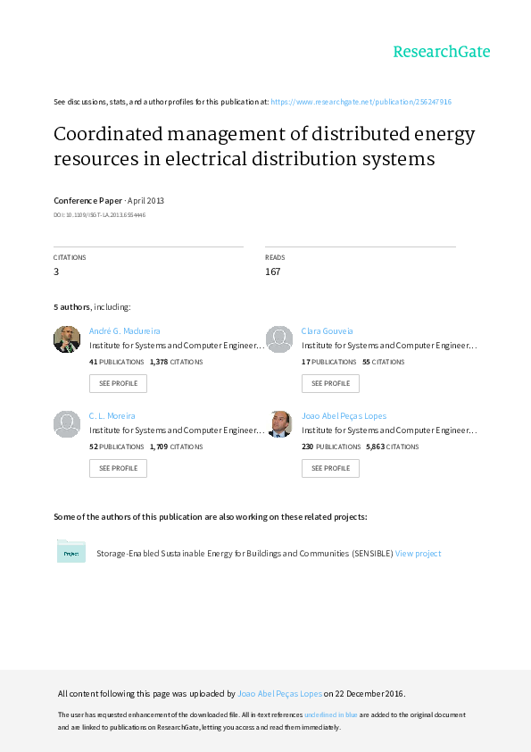 (PDF) Coordinated management of distributed energy resources in ...