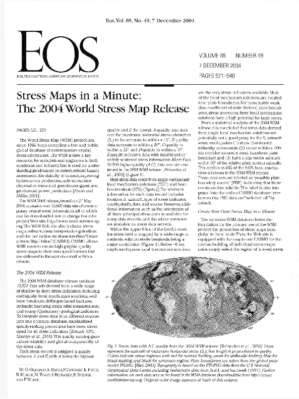 (PDF) Stress maps in a minute: The 2004 world stress map release