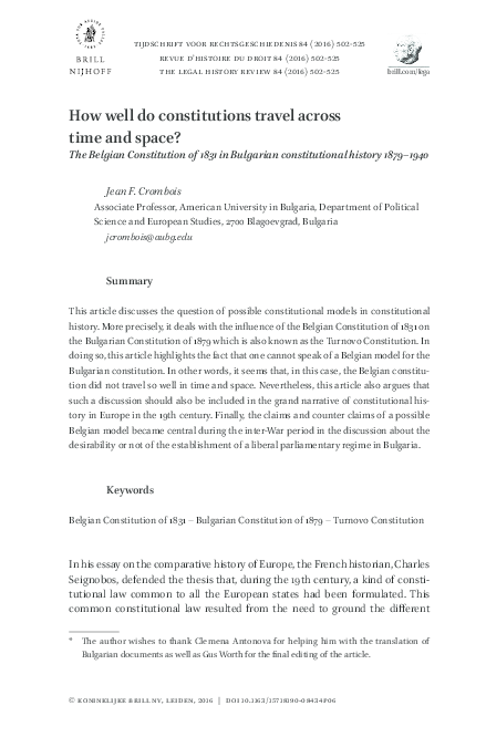 (PDF) How well do constitutions travel across time and space