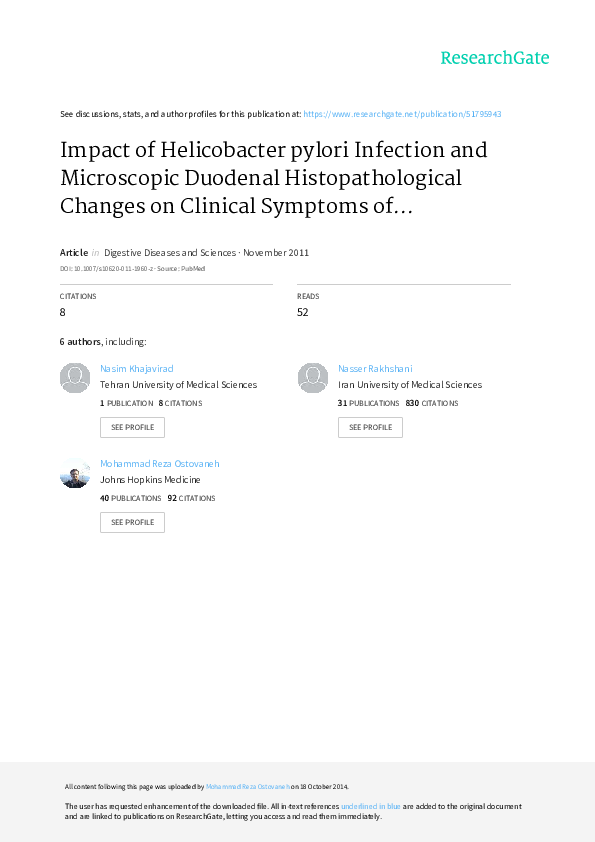 (PDF) Impact of Helicobacter pylori Infection and Microscopic Duodenal Histopathological Changes ...