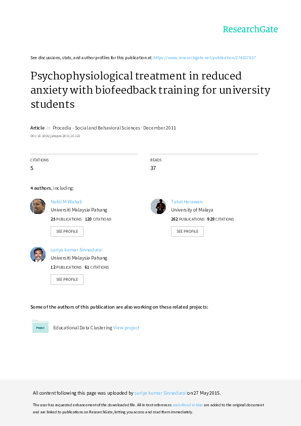 (PDF) Psychophysiological treatment in reduced anxiety with biofeedback ...